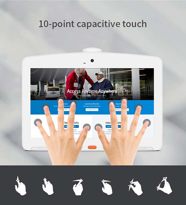Smart Healthcare Digital Signage , Wall Mount Android Tablet Multi Touch