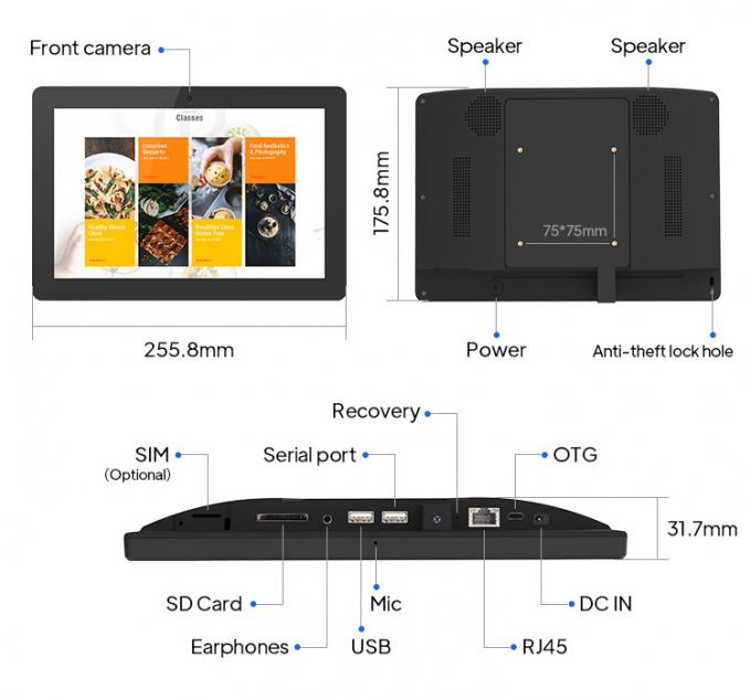 10.1 Inch Wall Mount Poe POE LCD Display IPS Panel Display With LED Light