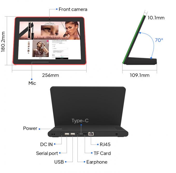 Anti Theft L Shape RK3288 POE Touch Display Desktop Android Tablet With Led Lights